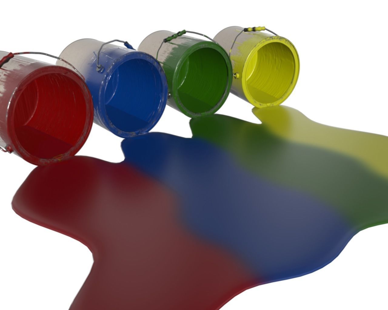 Spilled Paint 4 colors 3D model | CGTrader