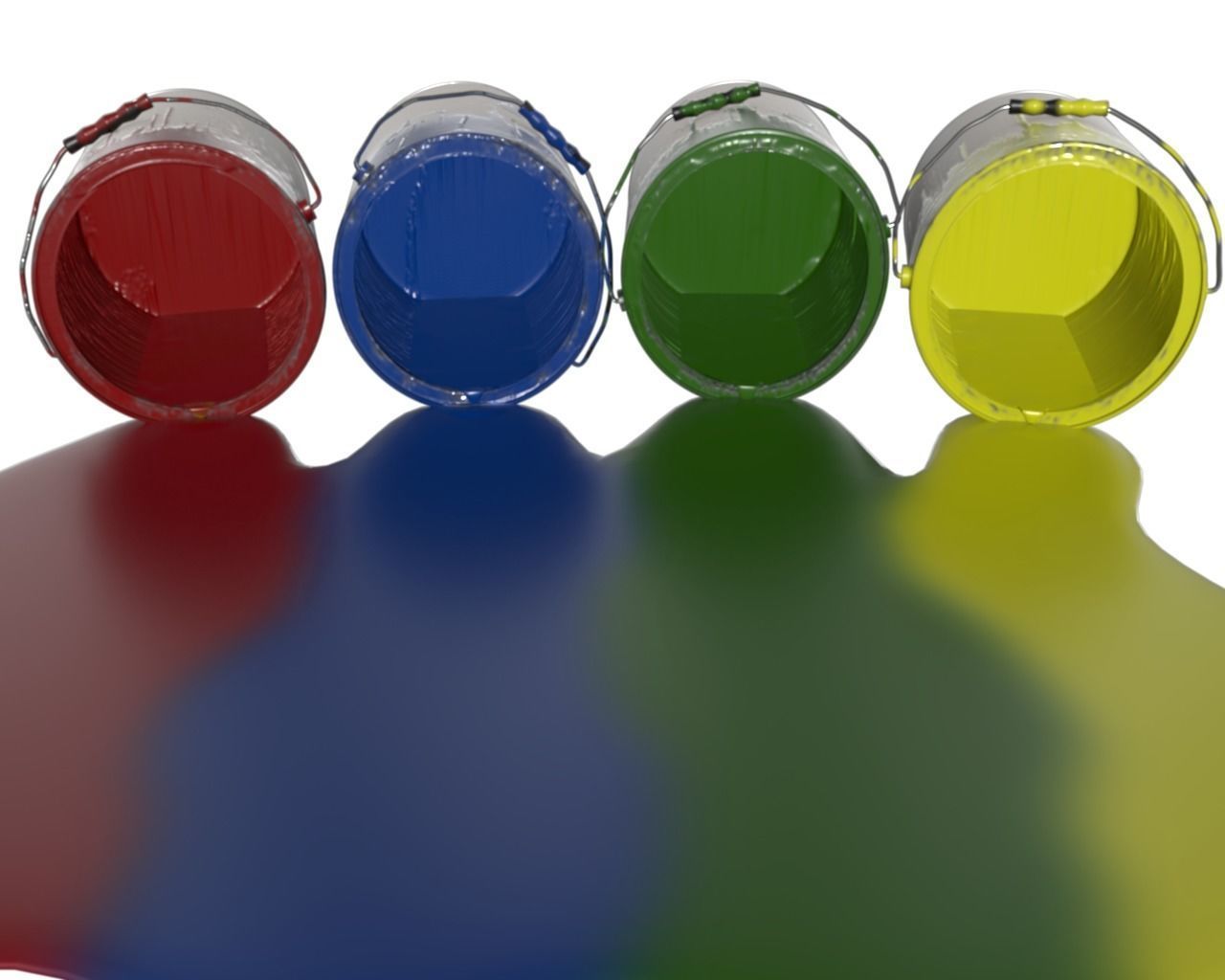 Spilled Paint 4 colors 3D model | CGTrader