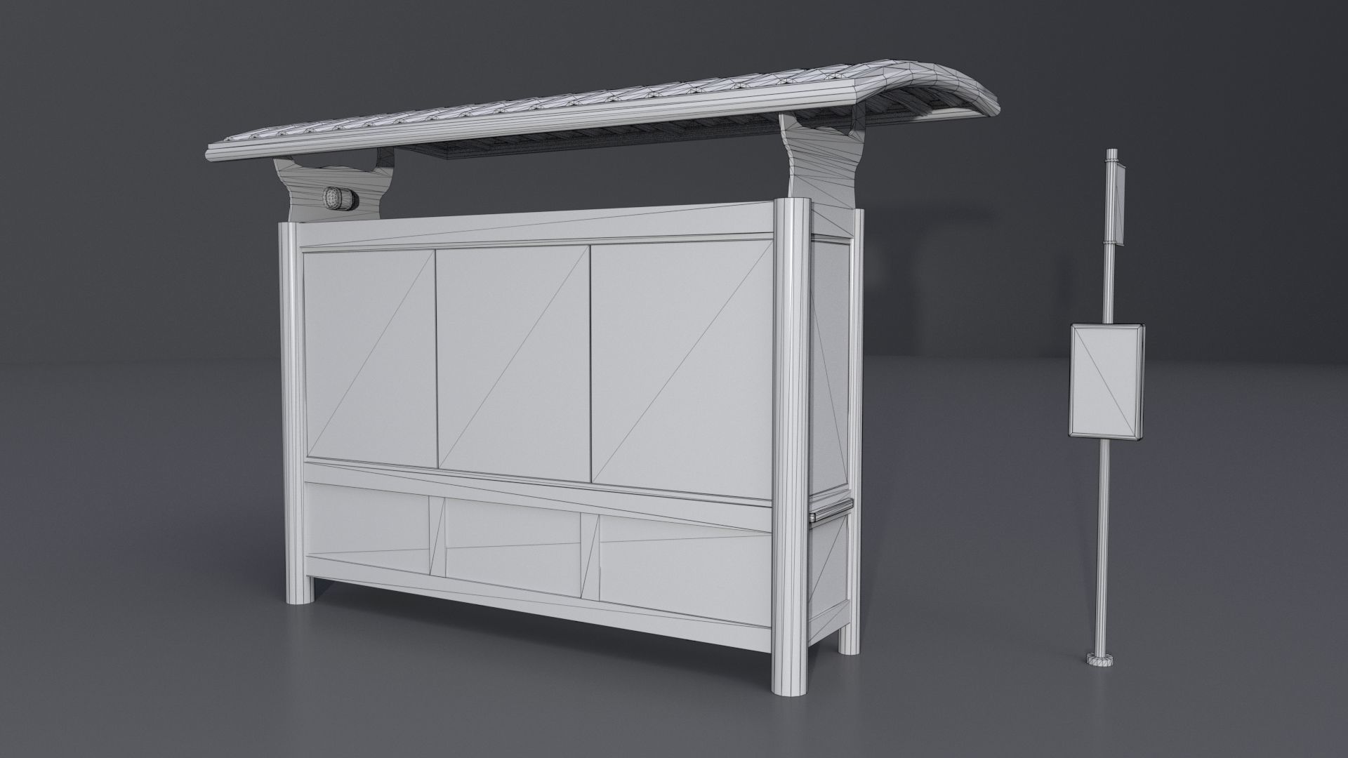 Bus station with timetable pole PBR 3D model | CGTrader