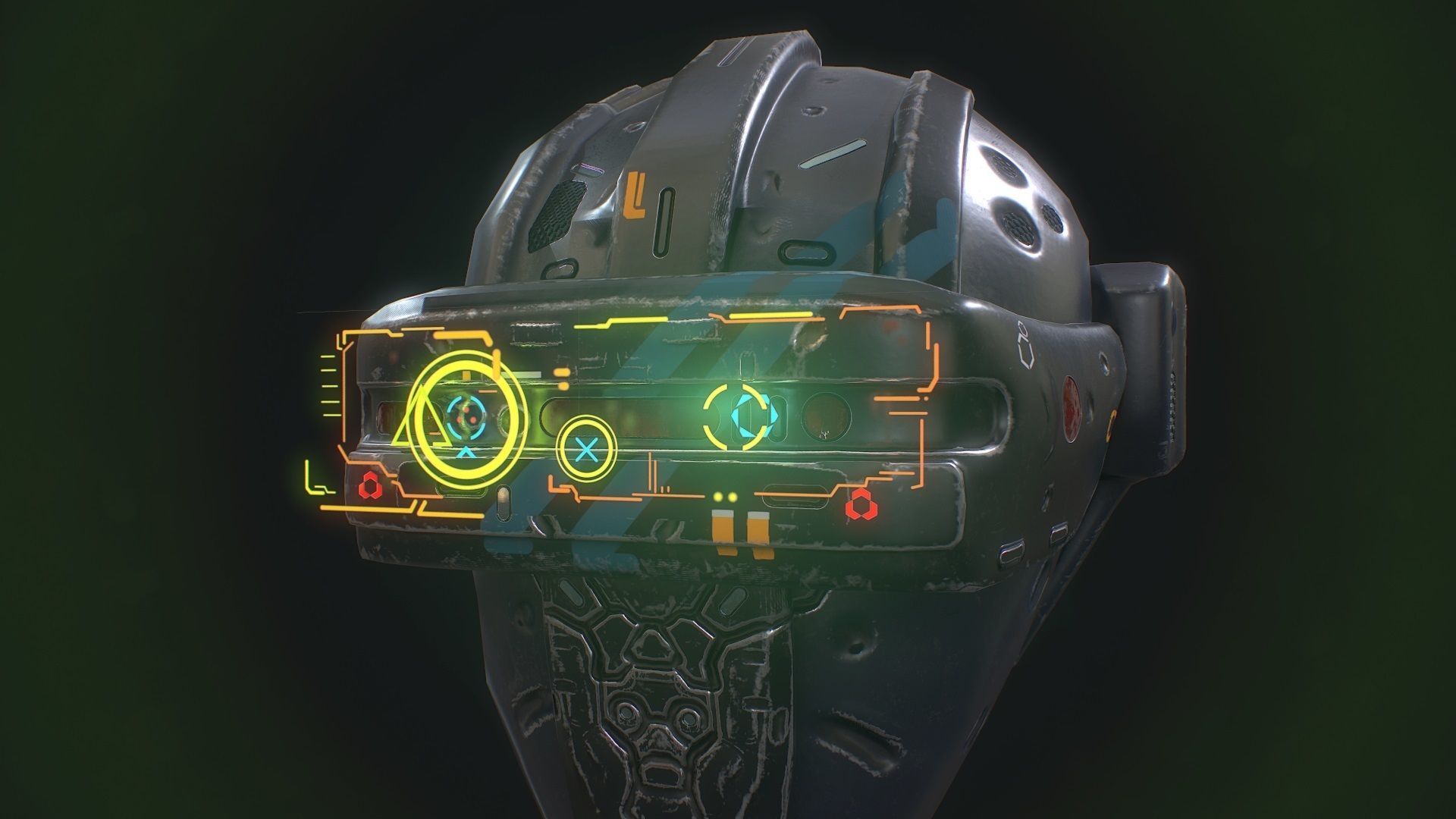 3D model Low poly sci fi holo helmet character asset VR / AR / low-poly ...