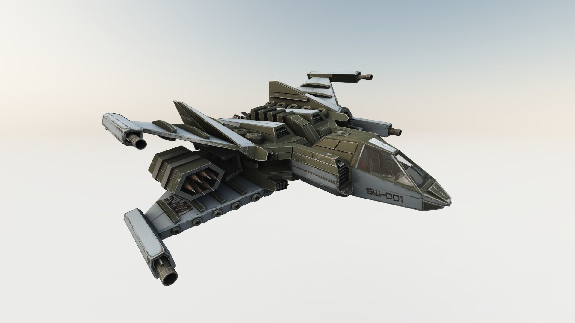 3D model SPACE FIGHTER Game Ready With Cockpit VR / AR / low-poly ...