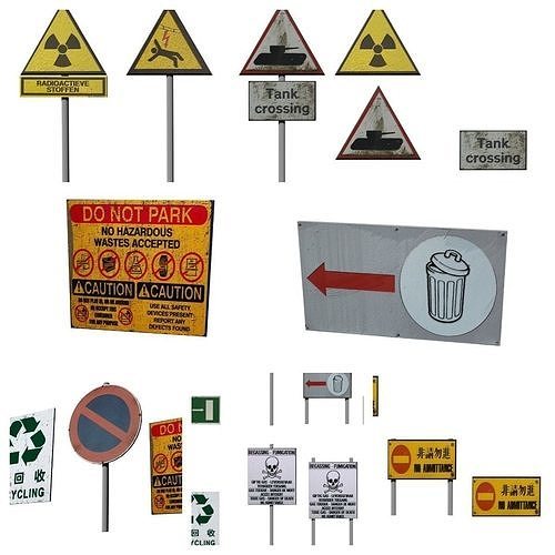 3D model Urban City Sign Pack 4k Low Poly Environment Street Exit ...