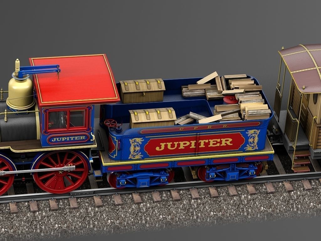 Jupiter Steam Train 1868 3D model | CGTrader