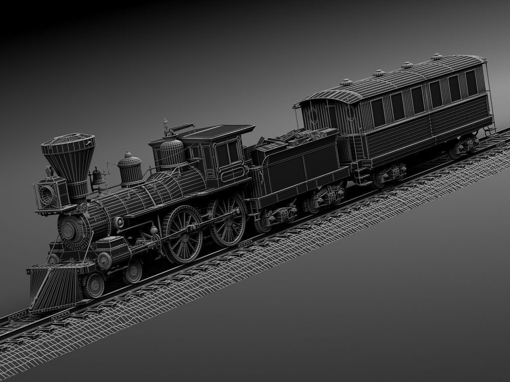 Jupiter Steam Train 1868 3D Model MAX OBJ 3DS FBX C4D LWO LW LWS ...