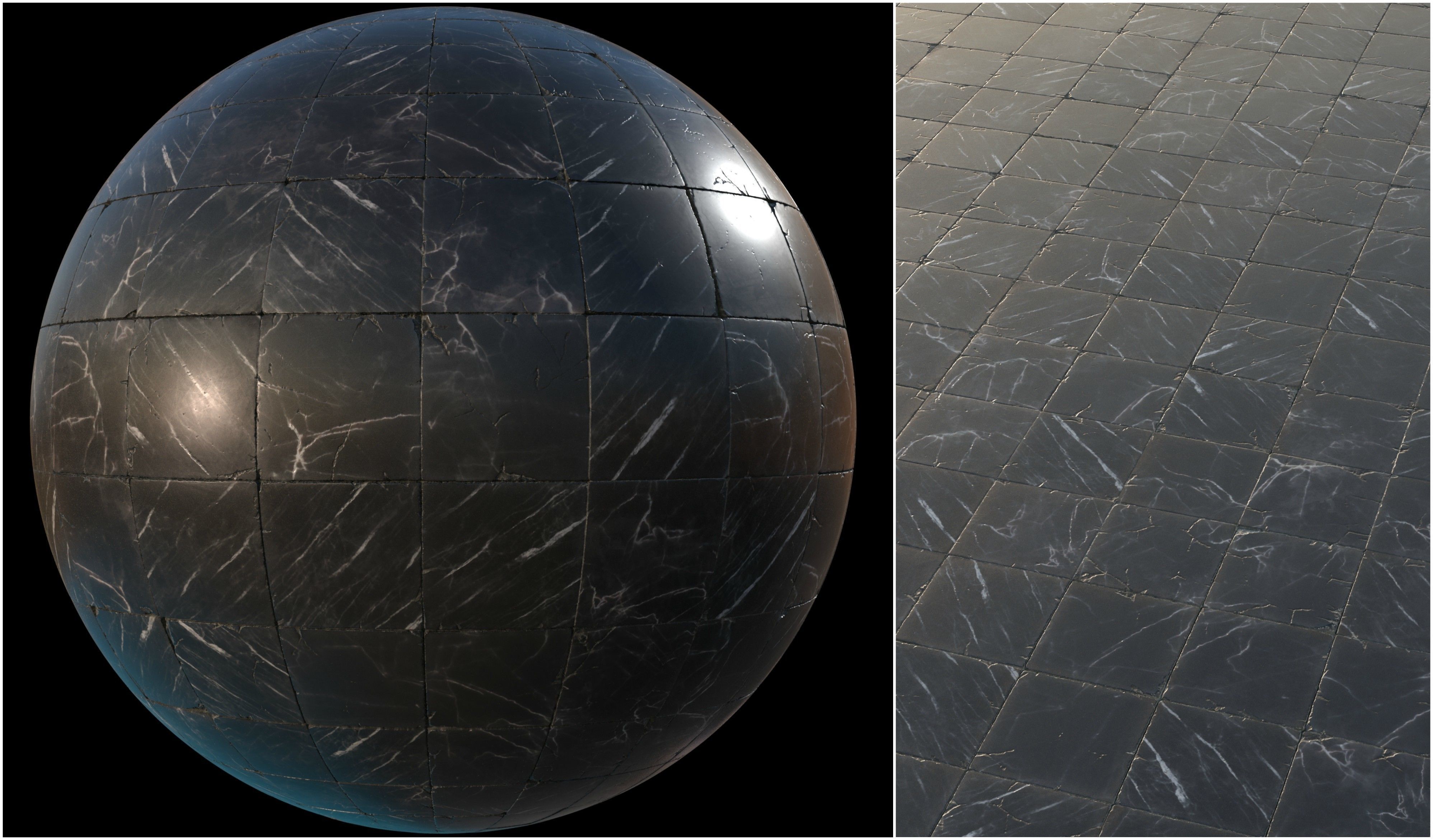 Texture Black marble tiles PBR material pack VR / AR / low-poly | CGTrader