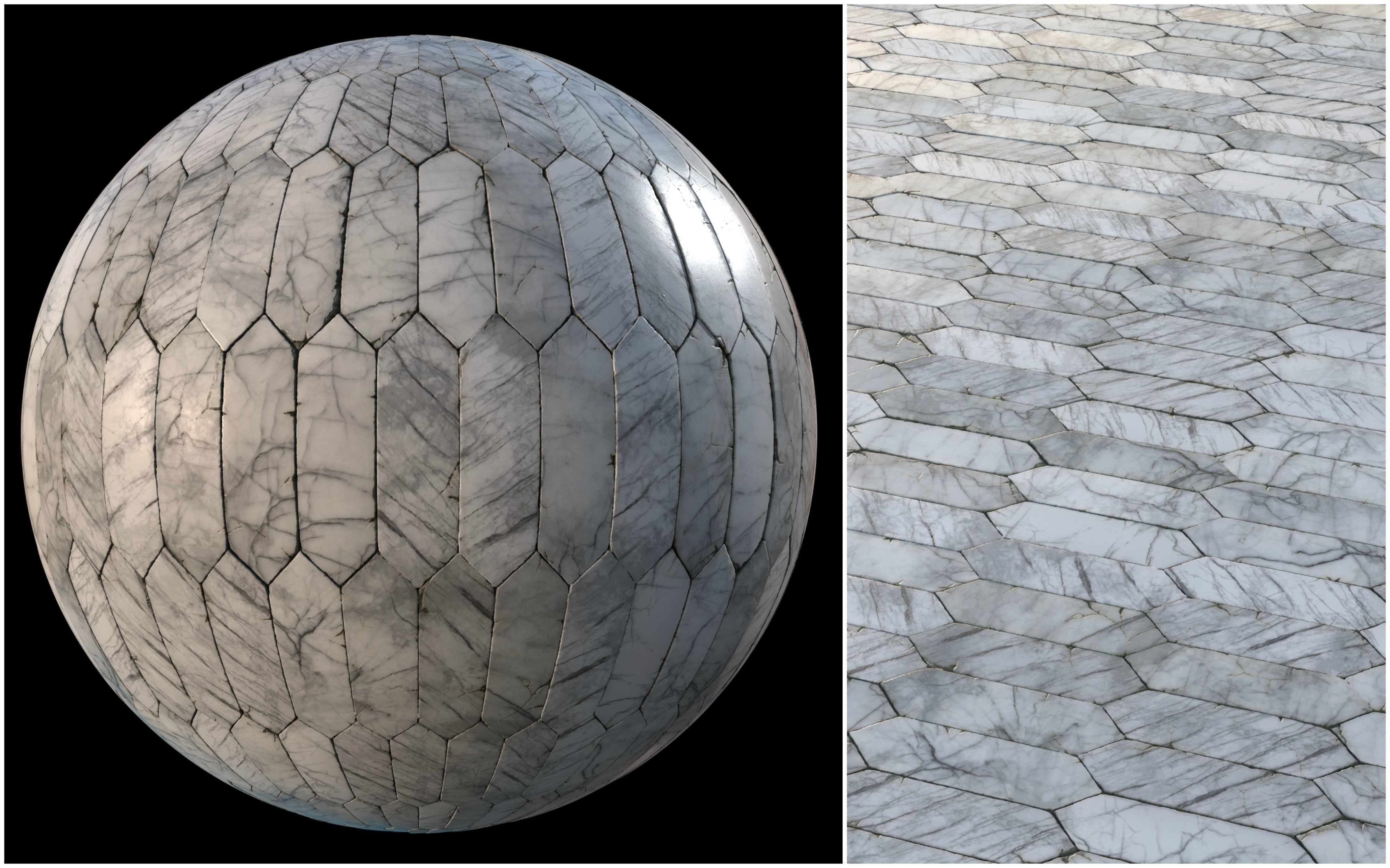 Texture White marble tiles PBR material pack VR / AR / low-poly | CGTrader