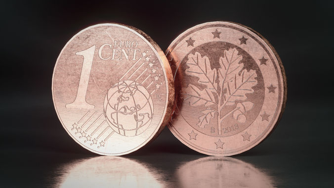 3D model Realistic 1 Cent - Euro - Low poly 3D model VR / AR / low-poly ...