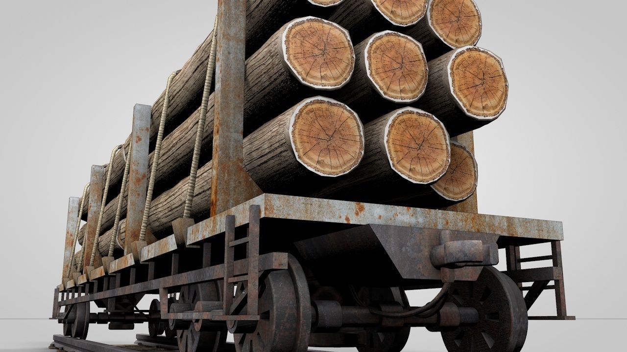 Flat Log Wagon 3D model | CGTrader