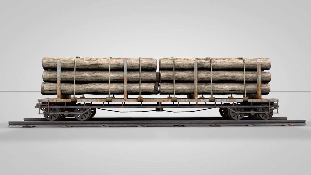 Flat Log Wagon 3D model | CGTrader