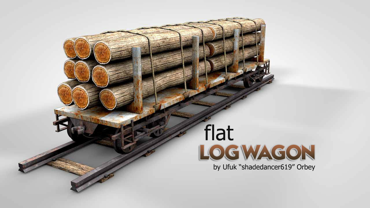 Flat Log Wagon 3D model | CGTrader