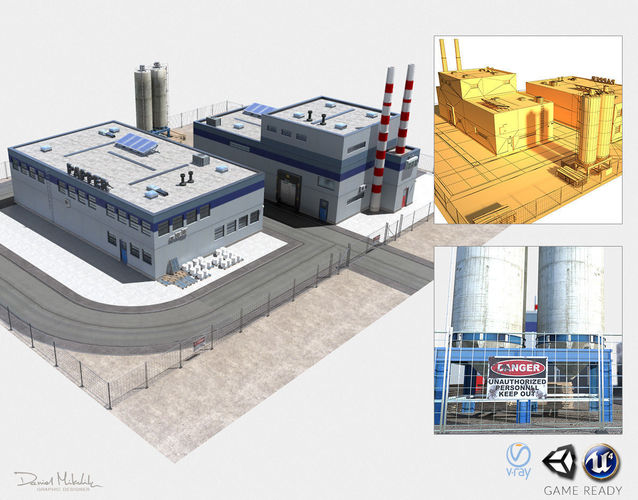 3D model Paper Factory Low Poly PBR VR / AR / low-poly | CGTrader