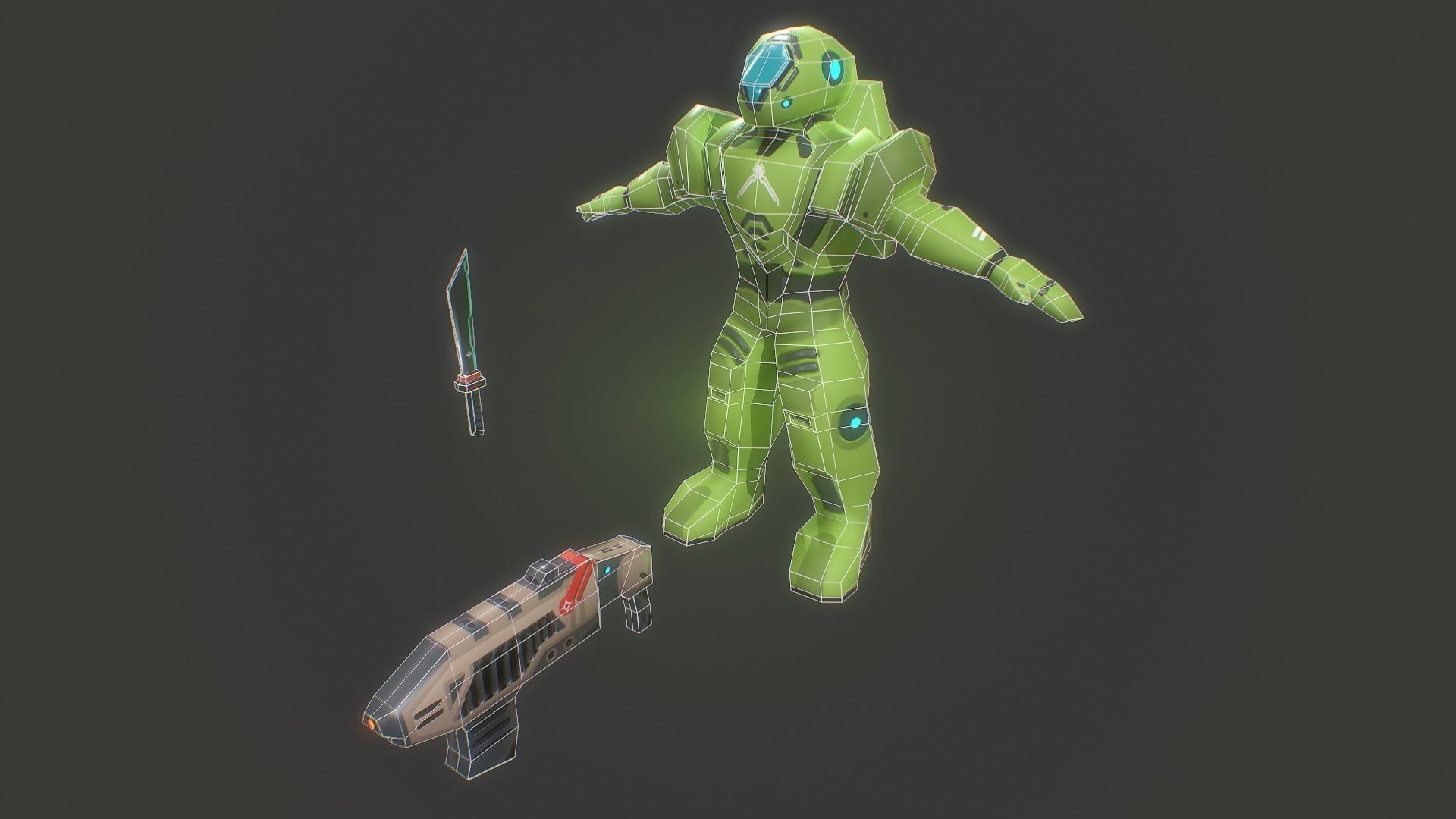 3D model Low poly sci fi soldier military character VR / AR / low-poly ...