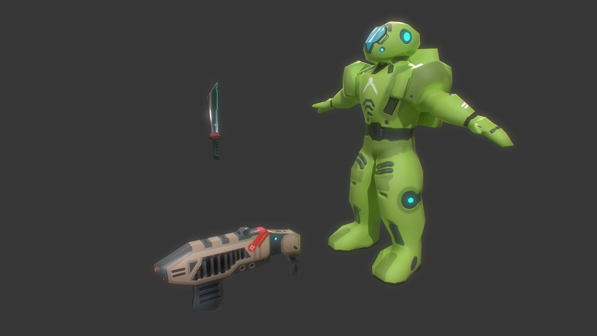 3D model Low poly sci fi soldier military character VR / AR / low-poly ...