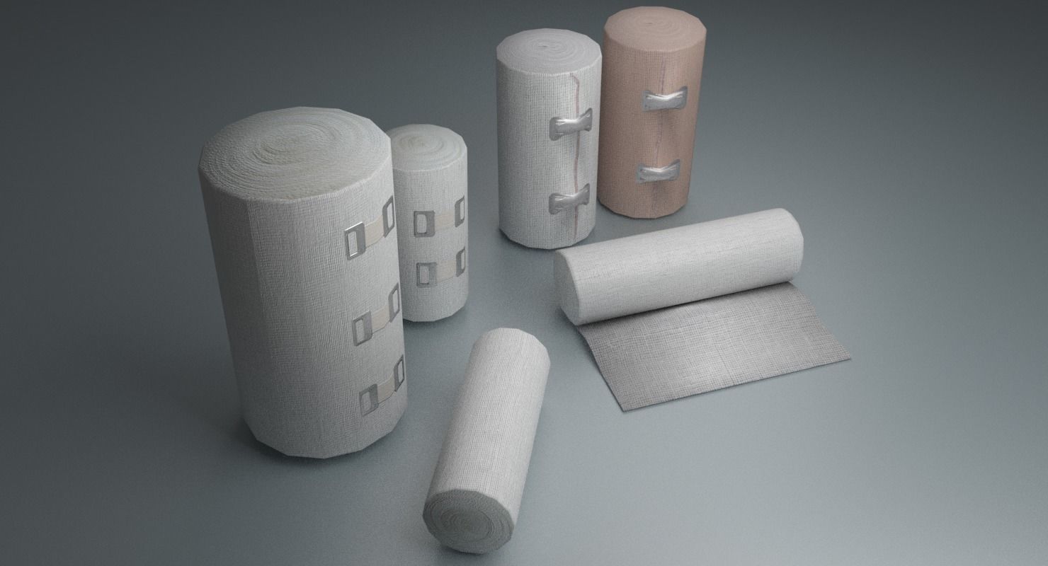 3D model Bandage Collection saftey bandages and wraps VR / AR / low ...