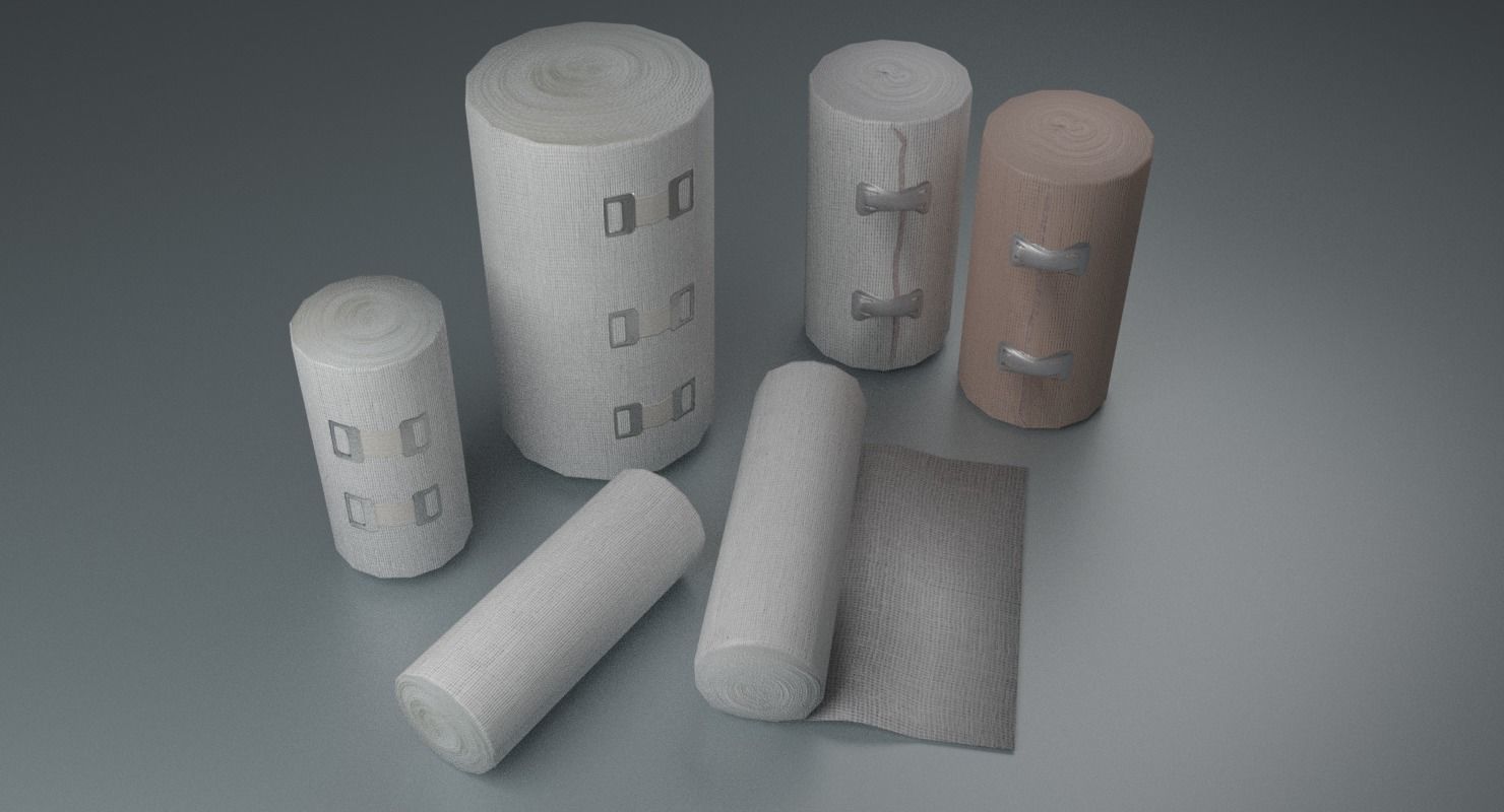 3D model Bandage Collection saftey bandages and wraps VR / AR / low ...