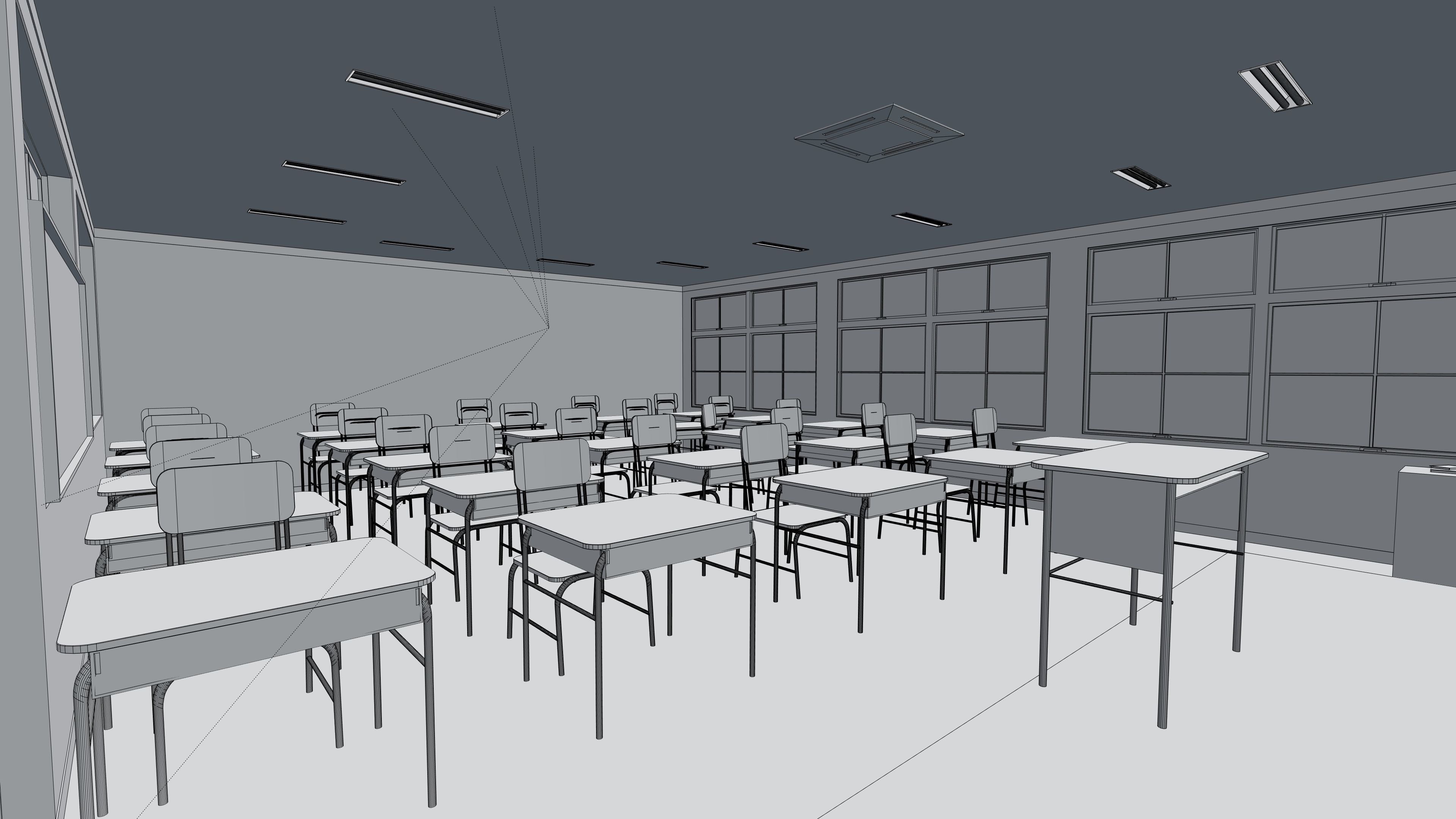 Based - Anime School Room 3D Model - V1 - Source model free 3D model ...