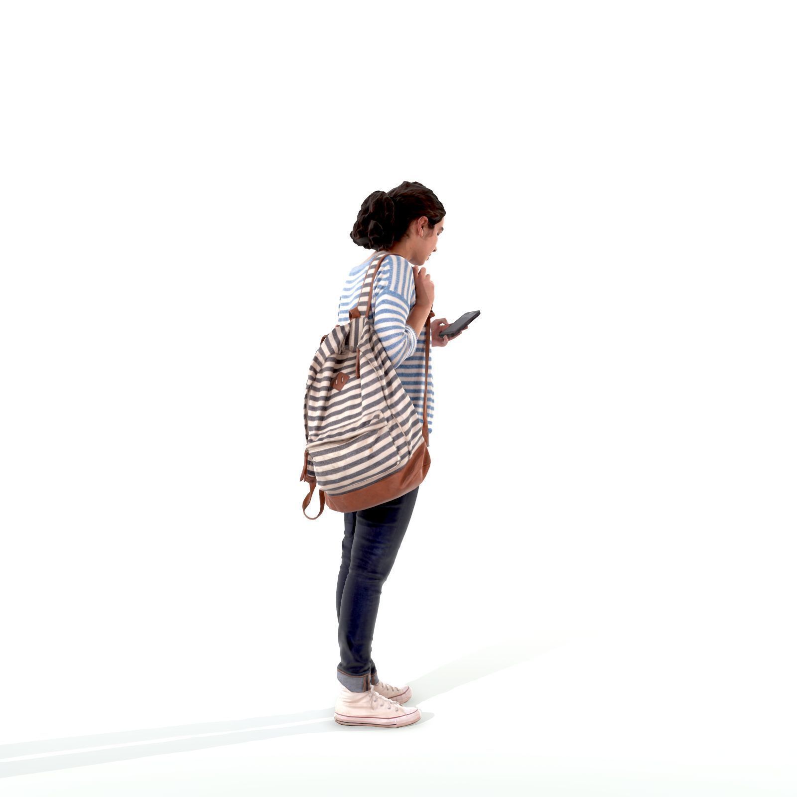 Woman with Backpack Looking at Phone CWom0222-HD2-O01P01-S 3D model ...