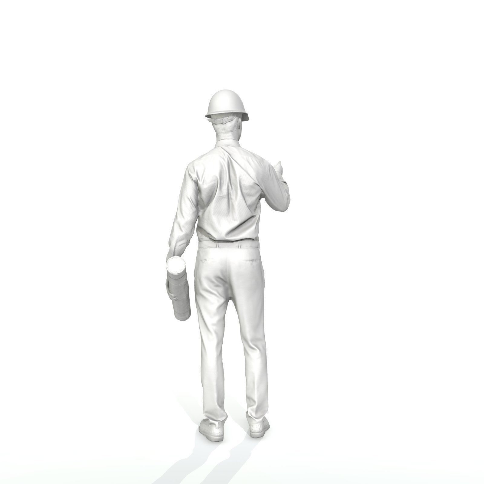 Engineer with White Helmet and Blueprints WMan0303-HD2-O02P02-S 3D ...