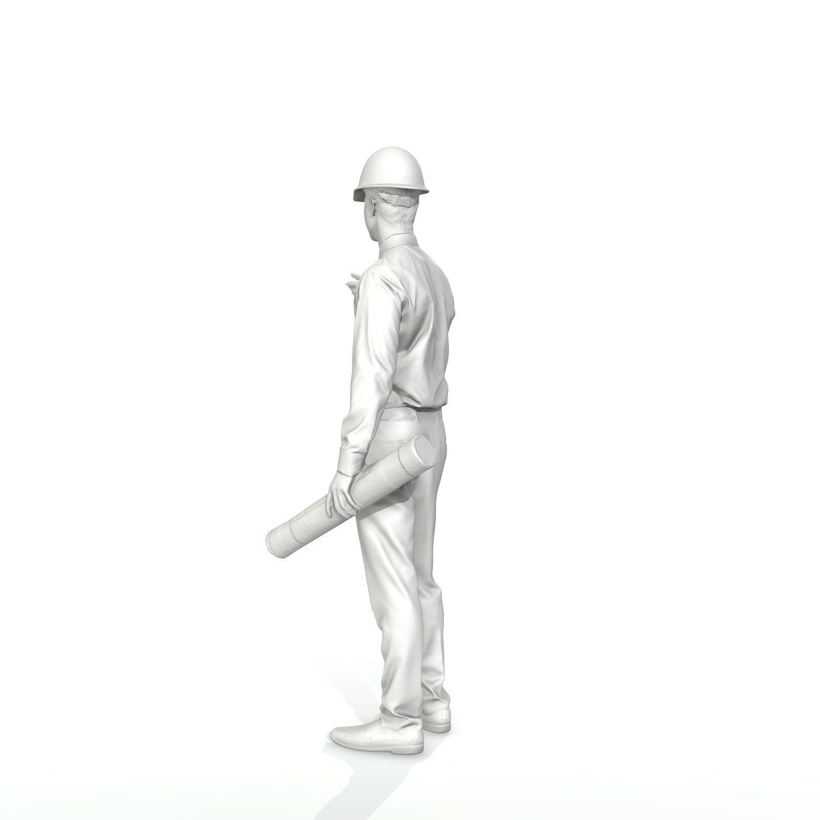 Engineer with White Helmet and Blueprints WMan0303-HD2-O02P02-S 3D ...