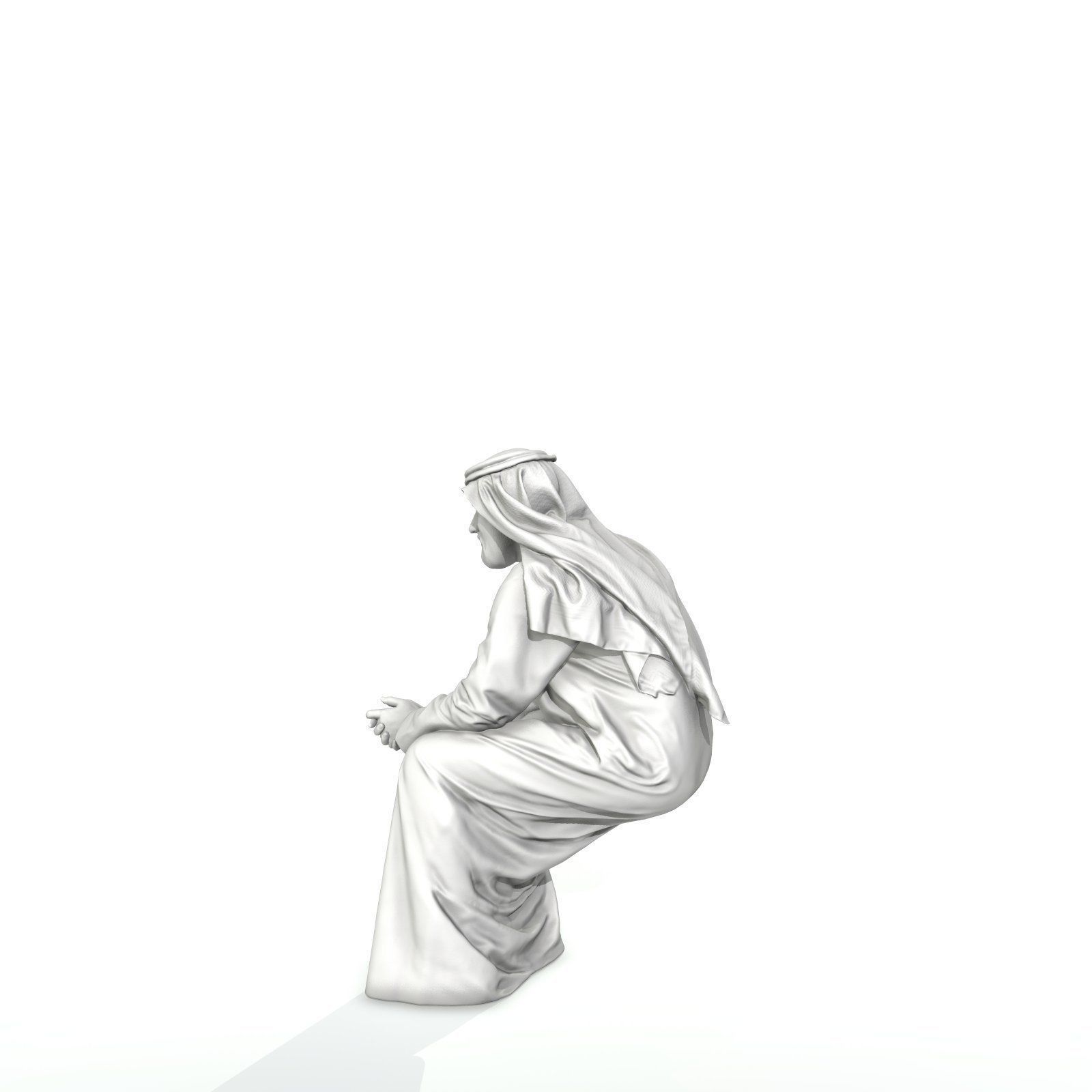 Sitting Arab Man Wearing white Thawb ArMan0003-HD2-O01P01-S 3D model ...
