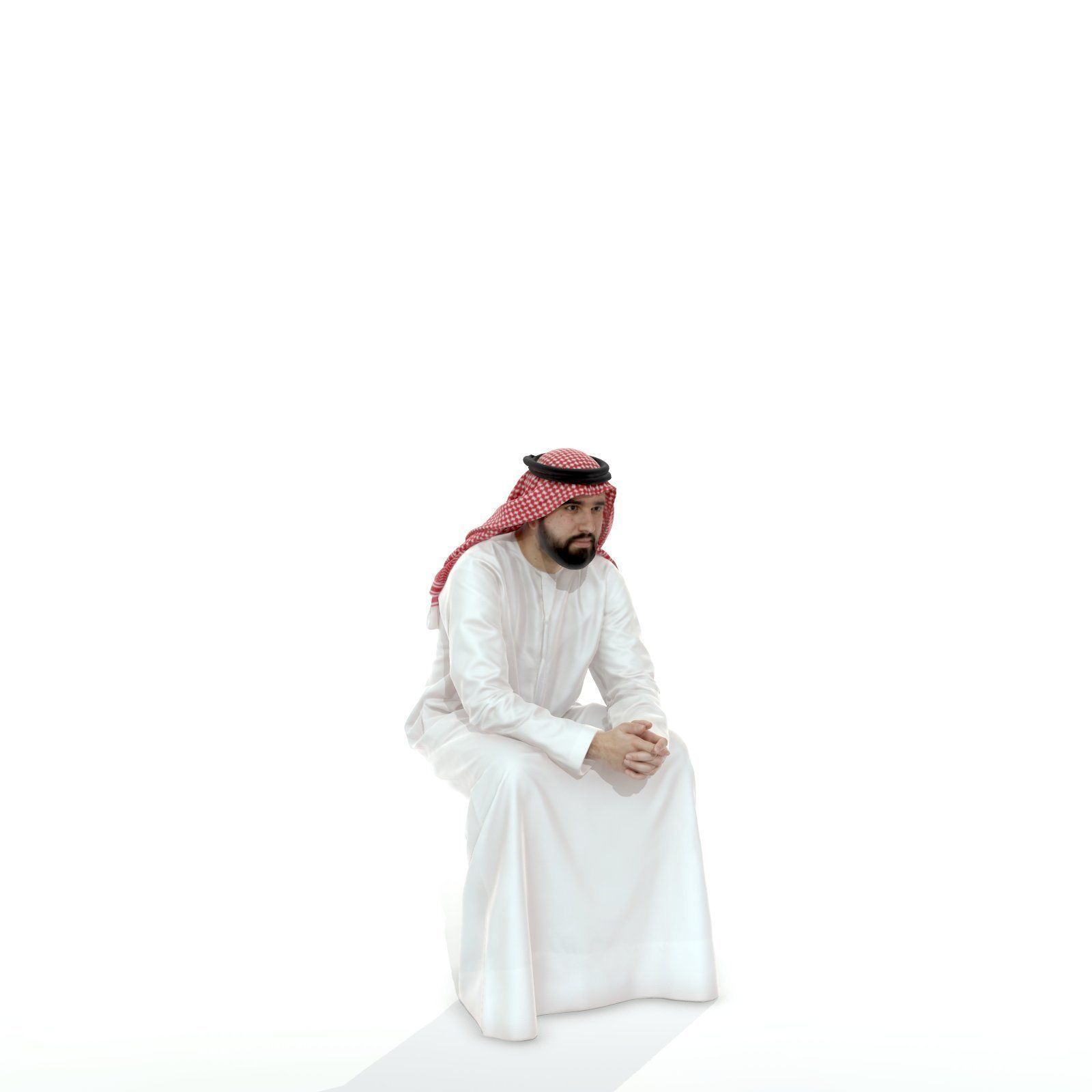 Sitting Arab Man Wearing white Thawb ArMan0003-HD2-O01P01-S 3D model ...