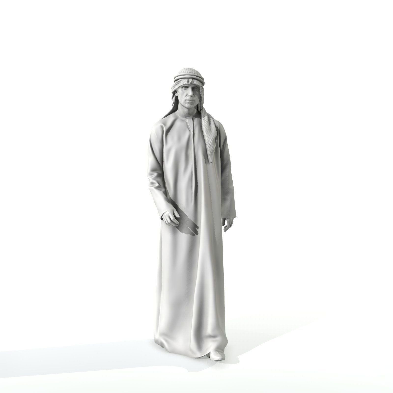 Standing Arab Man Wearing White Thawb ArMan0004-HD2-O01P02-S 3D model ...