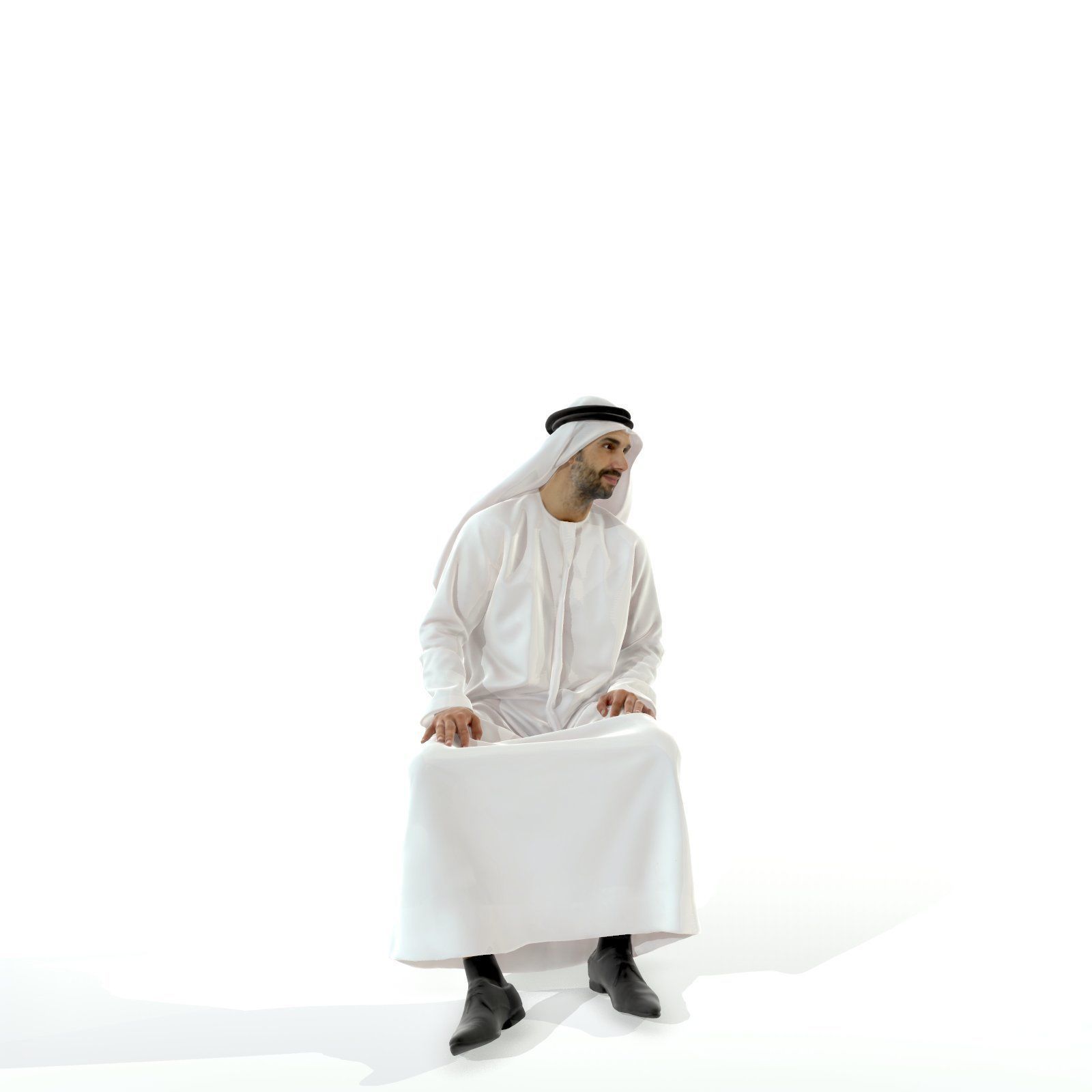 Sitting Arab Man Wearing White Thawb ArMan0004-HD2-O01P01-S 3D model ...