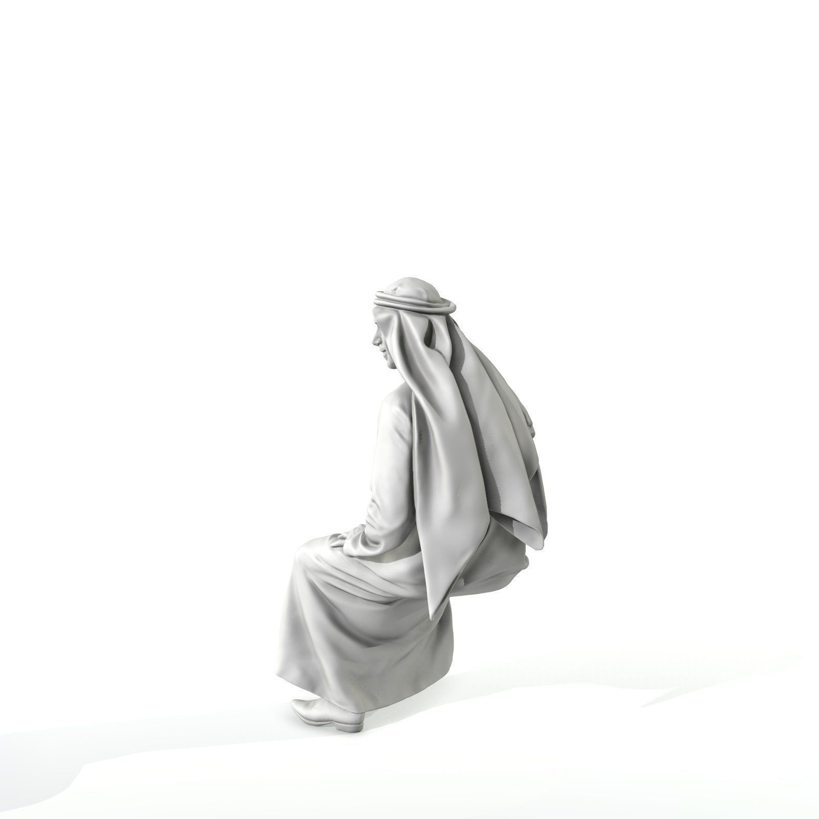 Sitting Arab Man Wearing White Thawb ArMan0004-HD2-O01P01-S 3D model ...