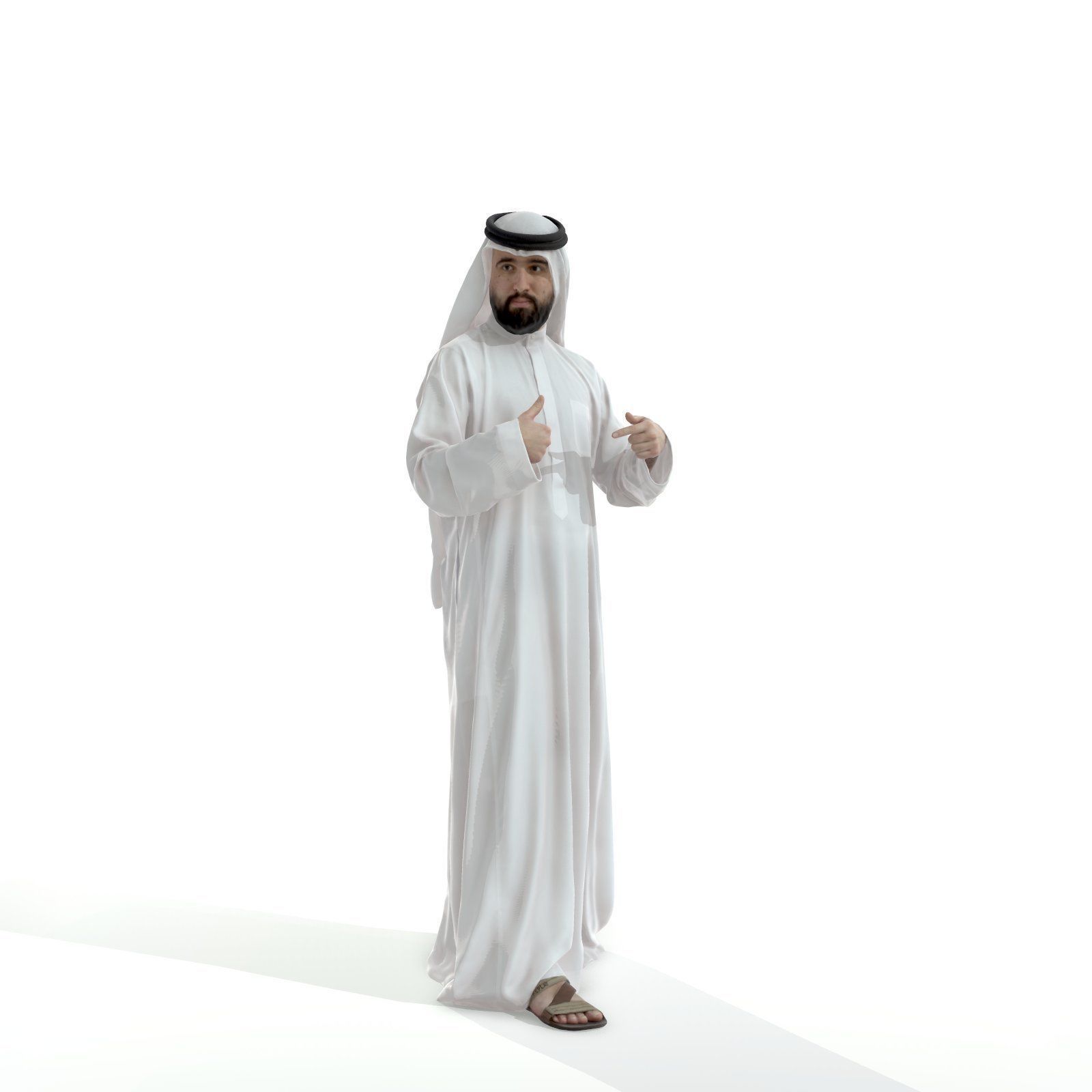 Standing Arab Man Wearing White Thawb ArMan0003-HD2-O01P03-S 3D model ...