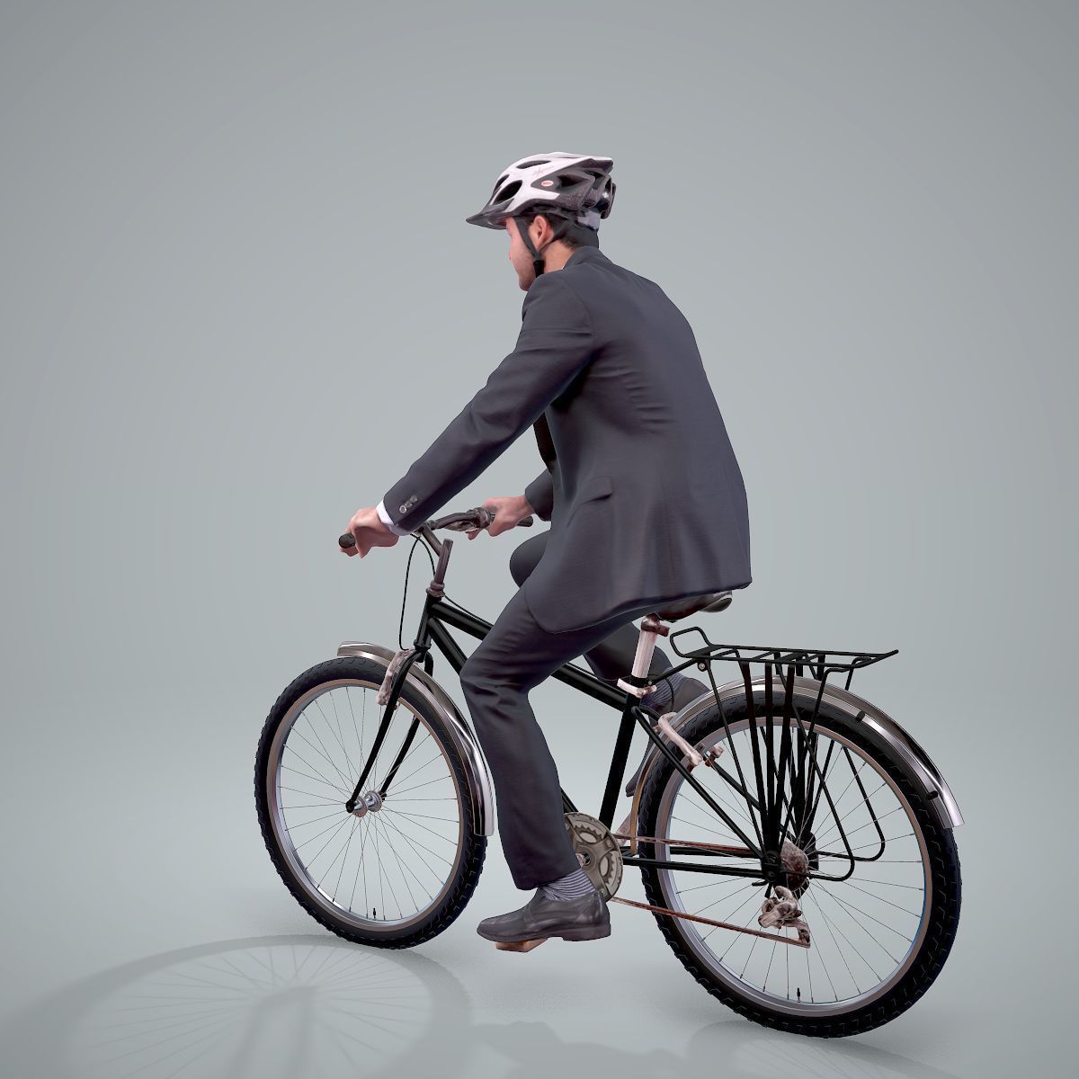 Business Man on a Bicycle with Helmet BMan0303-HD2-O01P01-S 3D model ...
