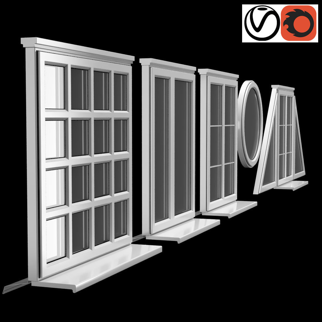 set of windows 3D model rigged | CGTrader