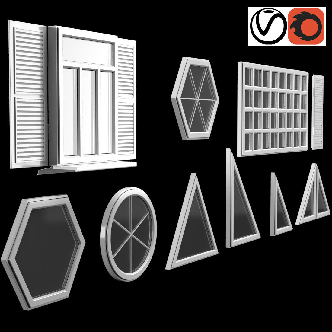 set of windows 3D model rigged | CGTrader