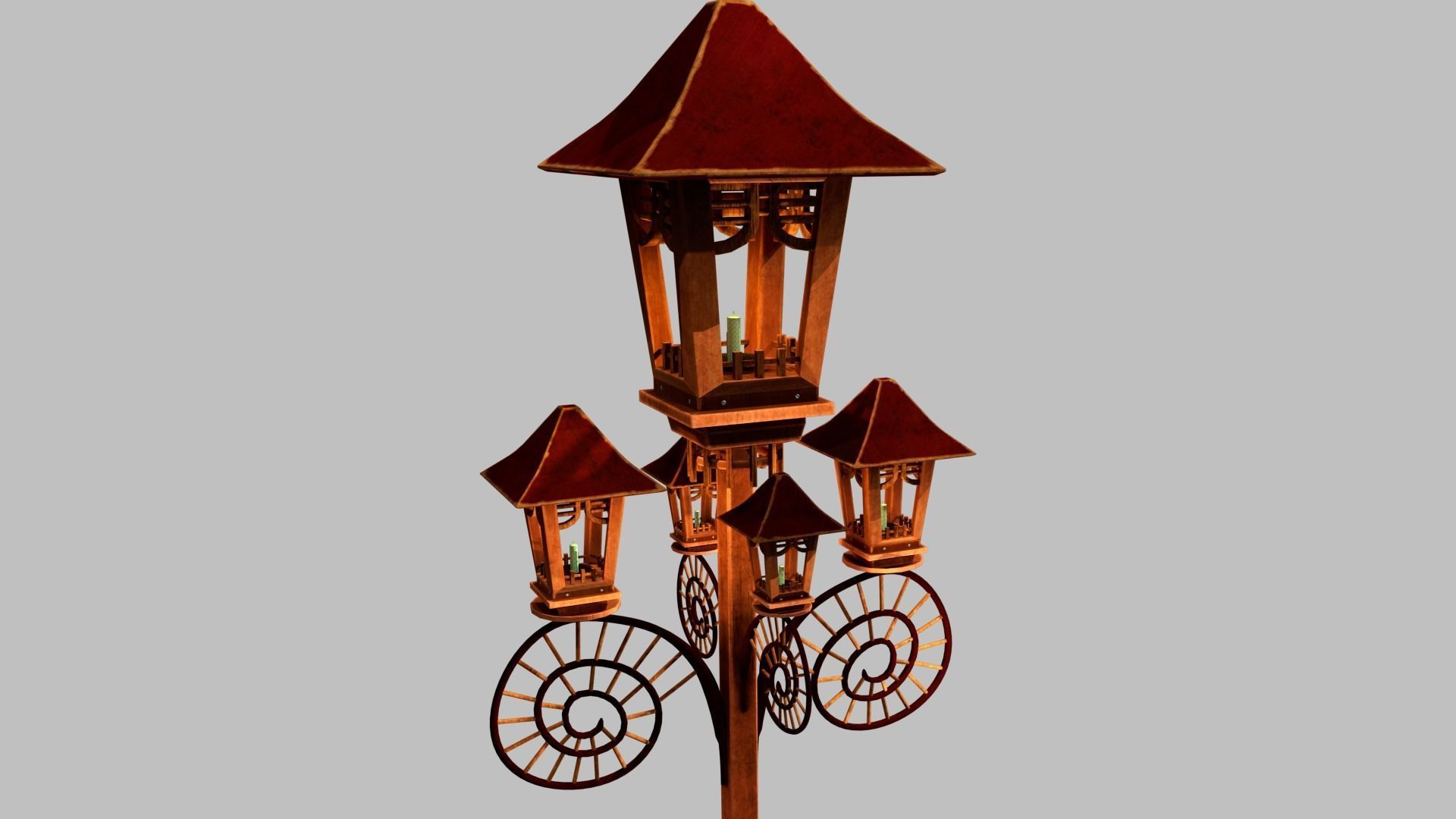 Wooden Lampost 3D model | CGTrader