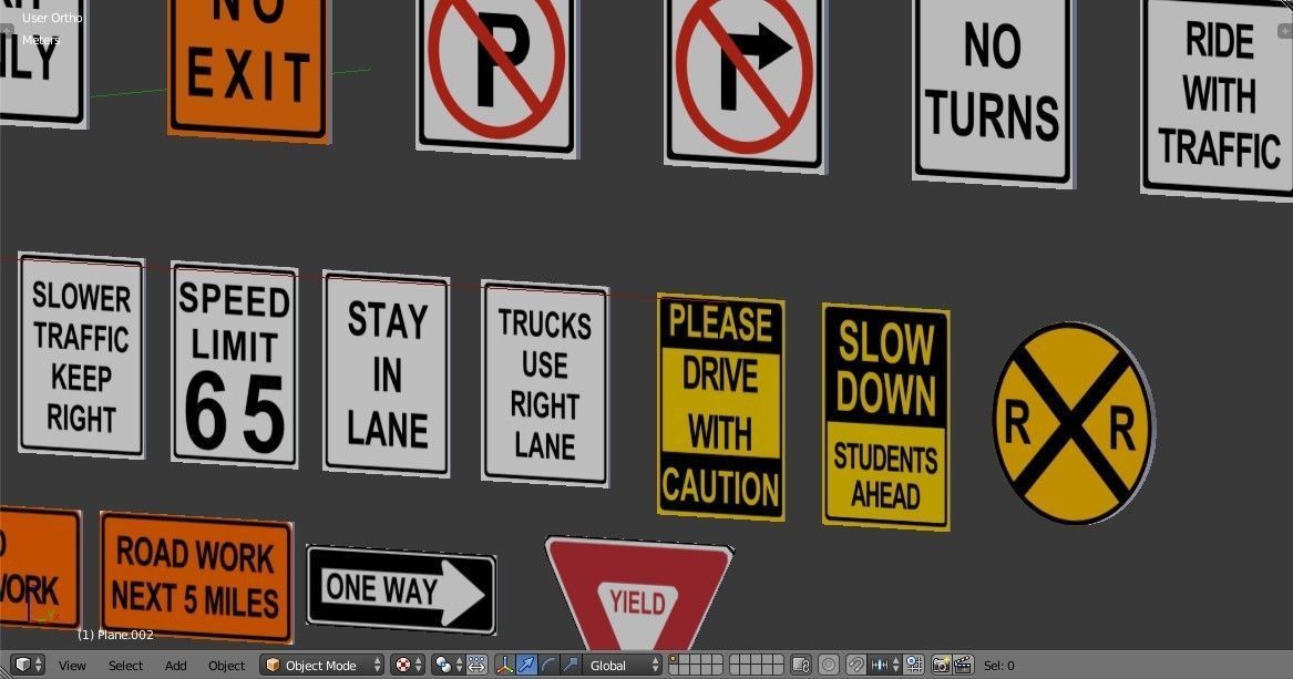 3D model Road Signs Collection with Textures - US Signs Set - 50 Items ...