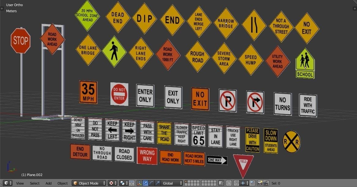 3D model Road Signs Collection with Textures - US Signs Set - 50 Items ...