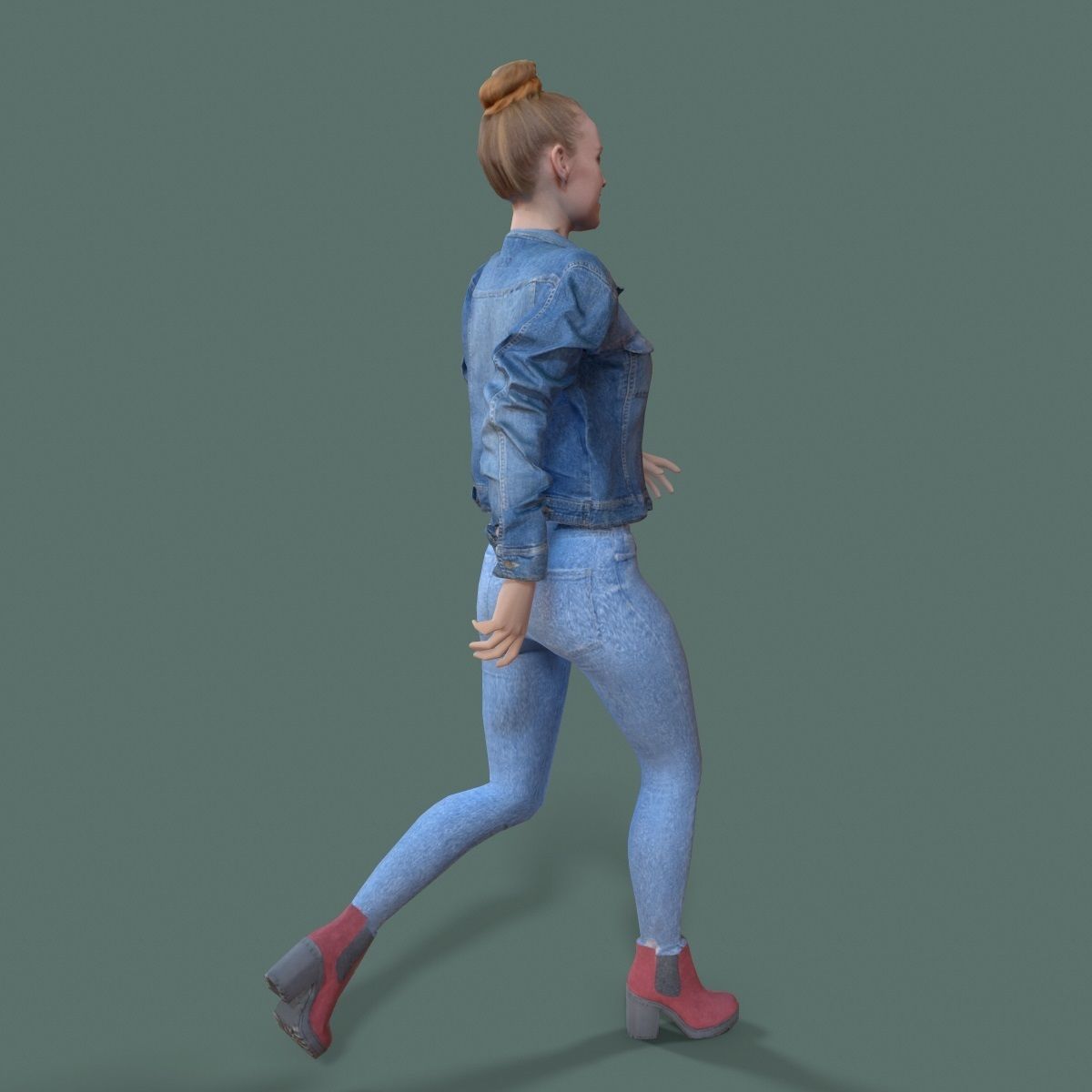 3D model Rigged Jeans Girl Walking Animation VR / AR / low-poly rigged ...