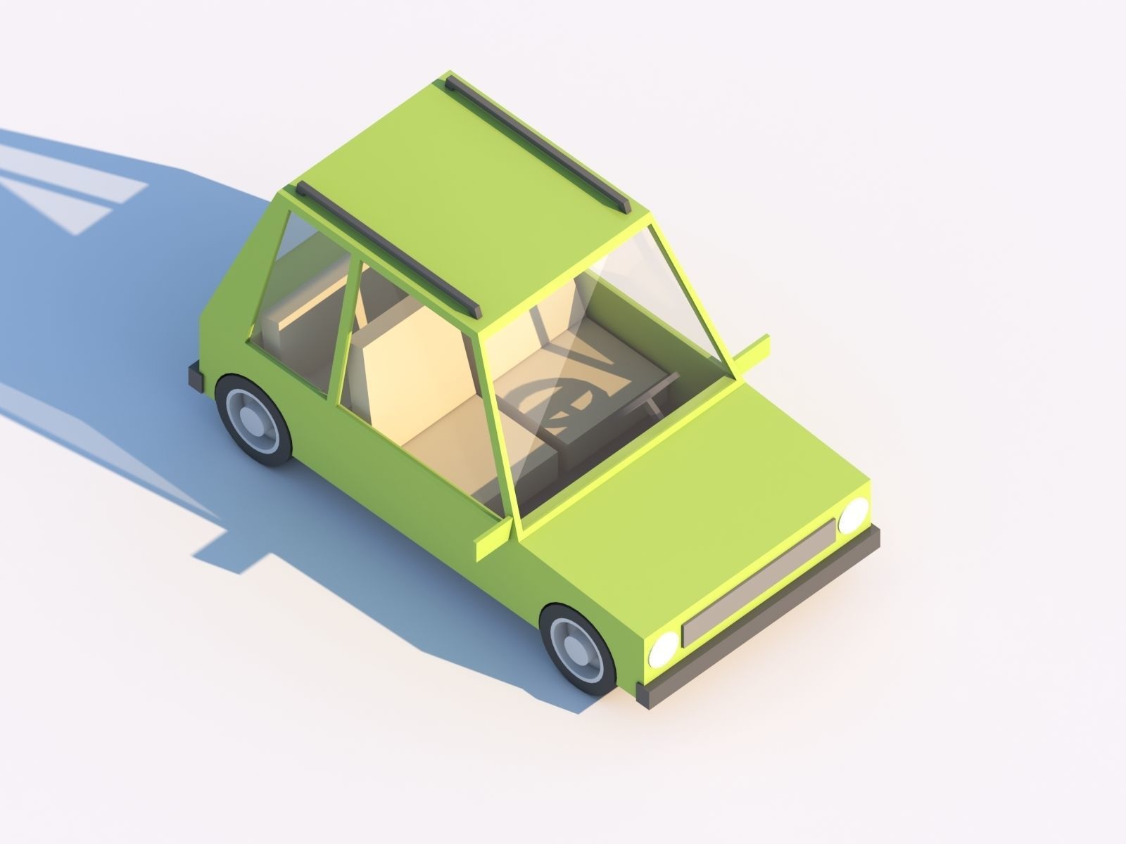 3D model Cartoon Low Poly Car Hatchback VR / AR / low-poly | CGTrader