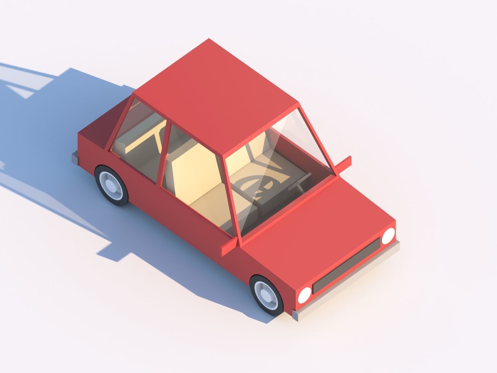 3D model Cartoon Low Poly Car Sedan VR / AR / low-poly | CGTrader