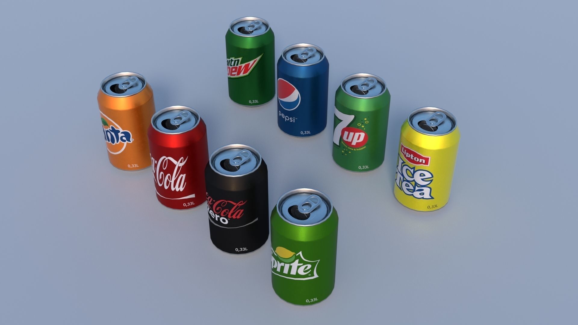 Soda cans PBR 3D model | CGTrader