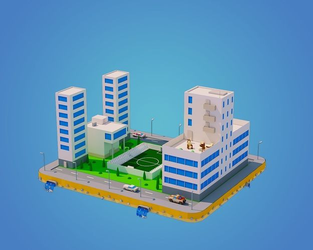 3D model Low Poly City Block VR / AR / low-poly | CGTrader