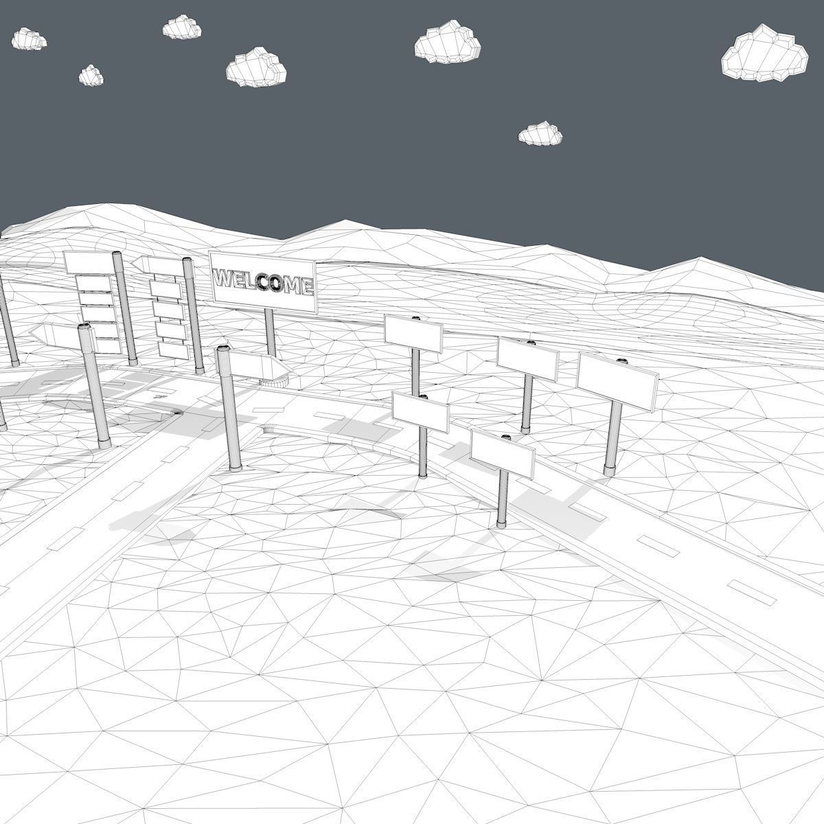 Cartoon Road Scene 3D model | CGTrader