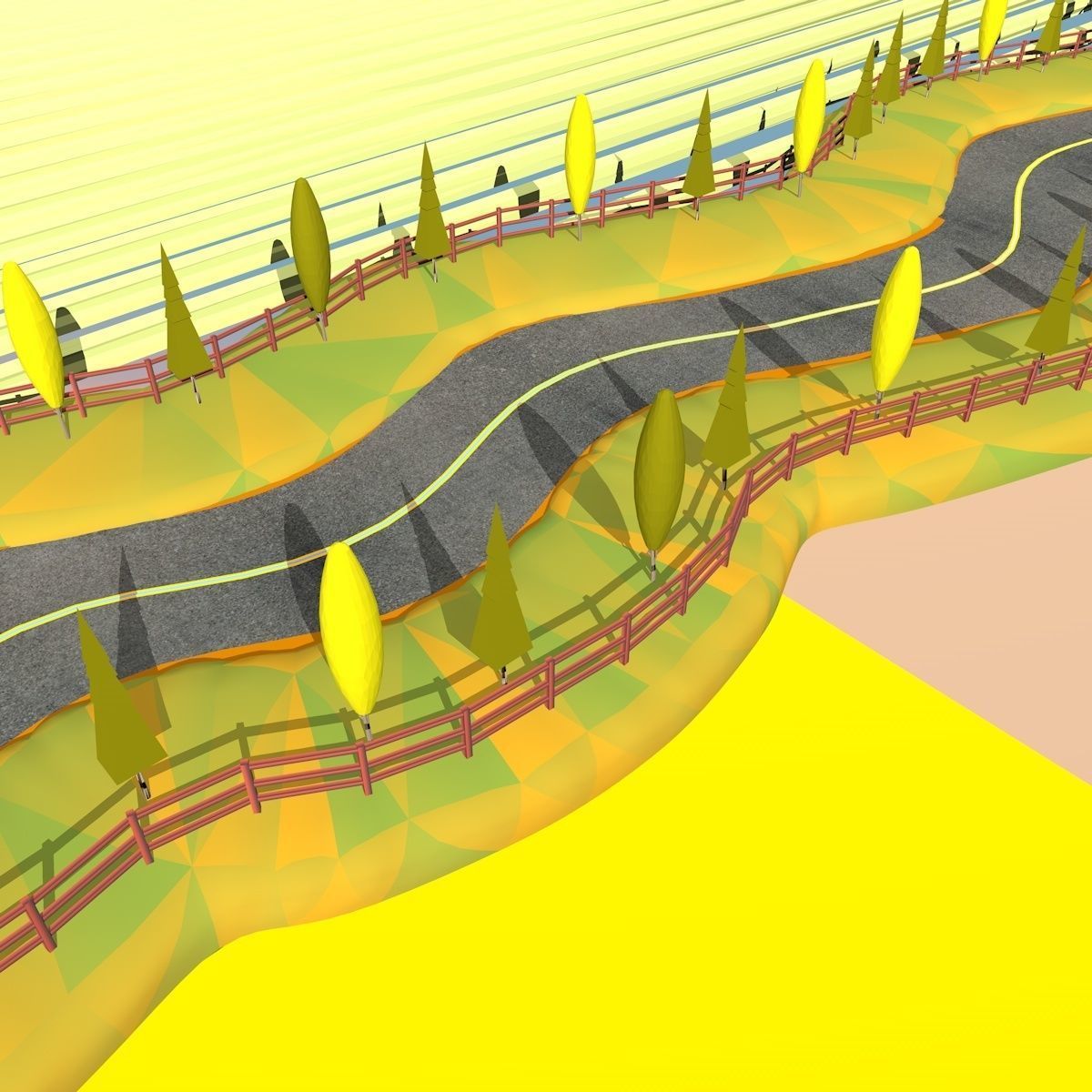 3D model Cartoon Road Scene VR / AR / low-poly | CGTrader