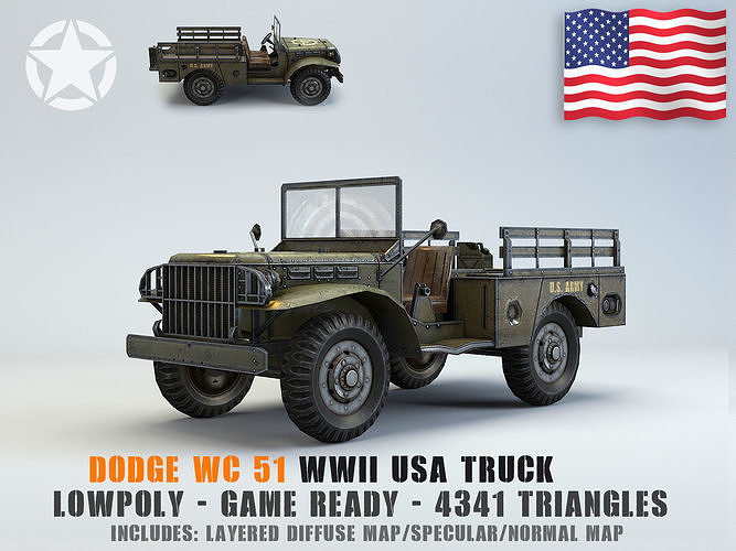 3D model Low Poly Dodge WC Cargo Truck VR / AR / low-poly | CGTrader