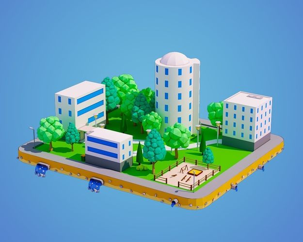 3D model Low Poly City Block VR / AR / low-poly | CGTrader