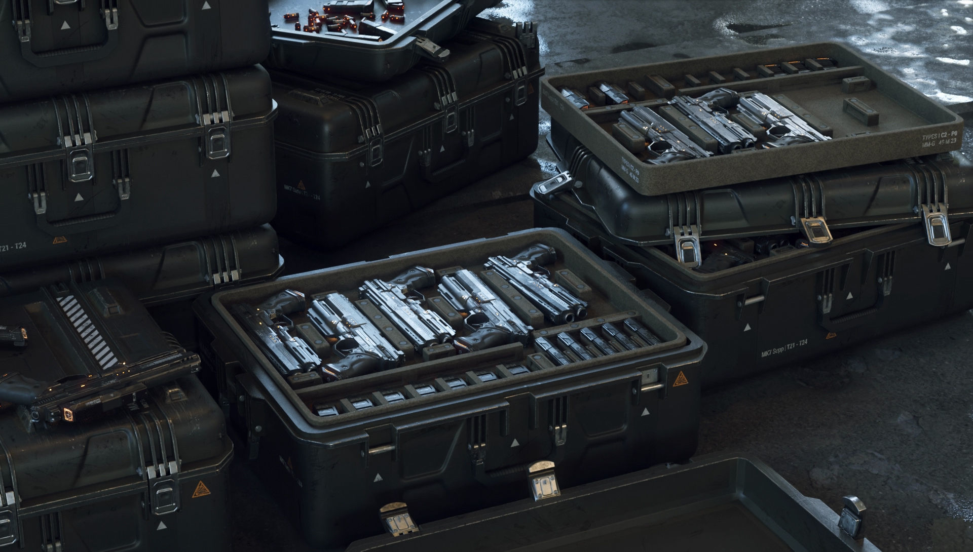 3D model Gun and Boxes SciFi - PBR 3D Asset Kit VR / AR / low-poly ...