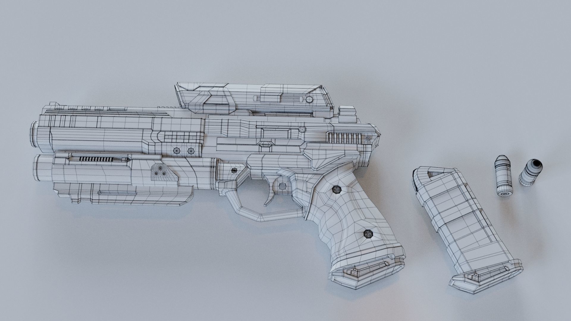 3D model Gun and Boxes SciFi - PBR 3D Asset Kit VR / AR / low-poly ...