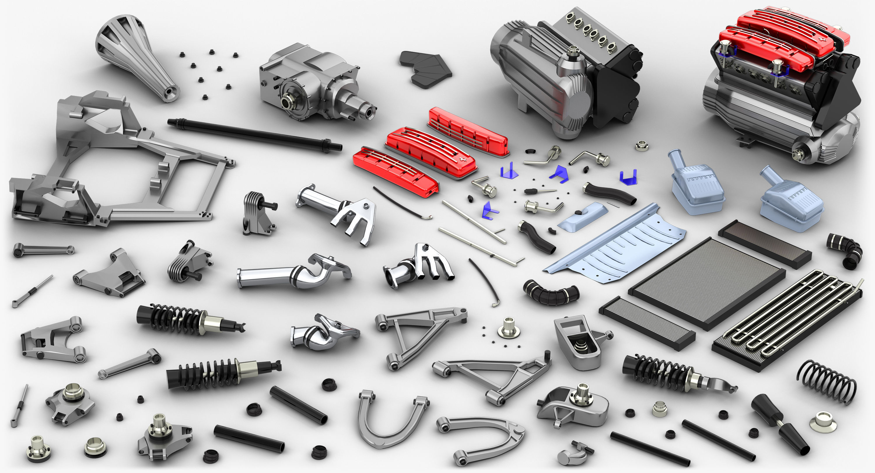 3D model Ferrari Chassis FF - V12 Engine Tipo F133E AWD - Disassembled ...