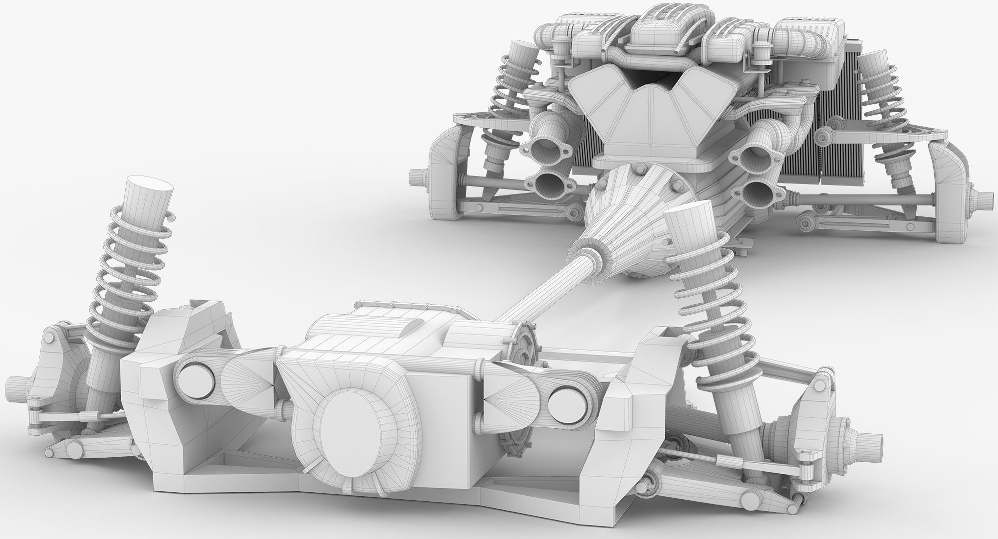 3D model Ferrari Chassis FF - V12 Engine Tipo F133E AWD - Disassembled ...