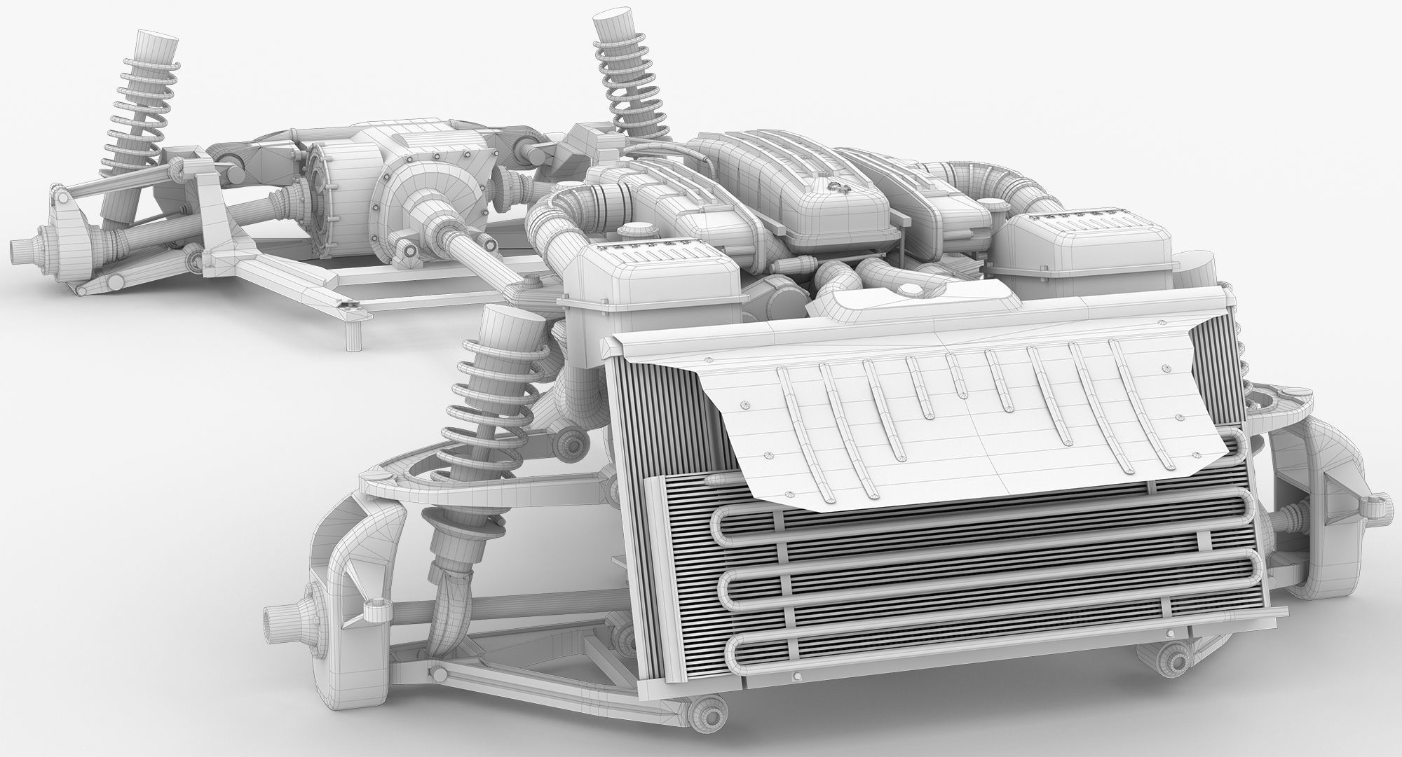 3D model Ferrari Chassis FF - V12 Engine Tipo F133E AWD - Disassembled ...