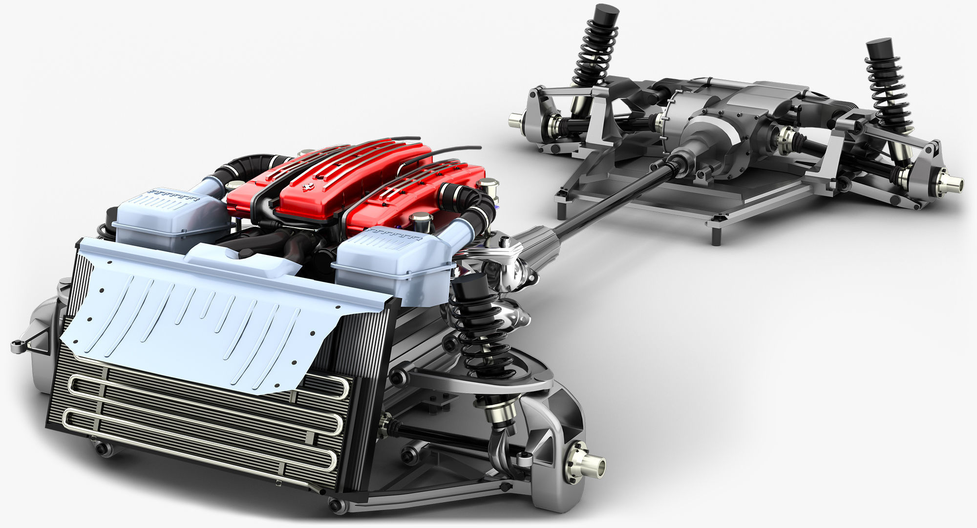 3D model Ferrari Chassis FF - V12 Engine Tipo F133E AWD - Disassembled ...